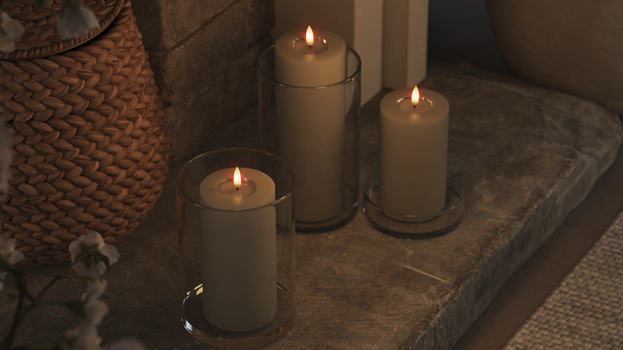 LED-Blockkerzen Ø 10 x 20 cm Sand – DeluxeHomeartShop